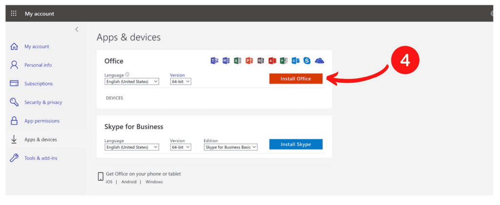 How to download Office apps with Microsoft 365 account?