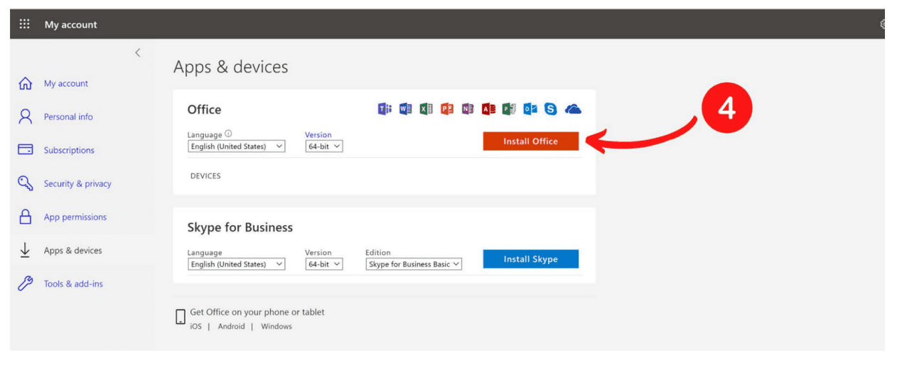 How to download Office apps with Microsoft 365 account?
